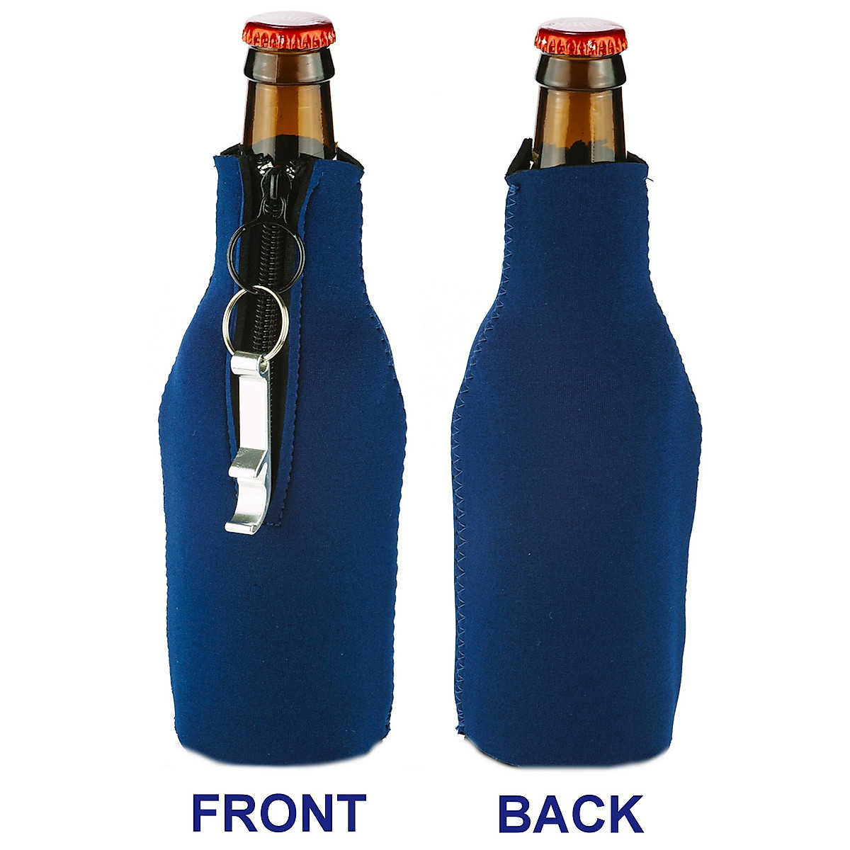 Funny Guy Mugs Premium Plain Collapsible Neoprene Bottle, Mullti-Colored, Set of Four With Bottle Openers
