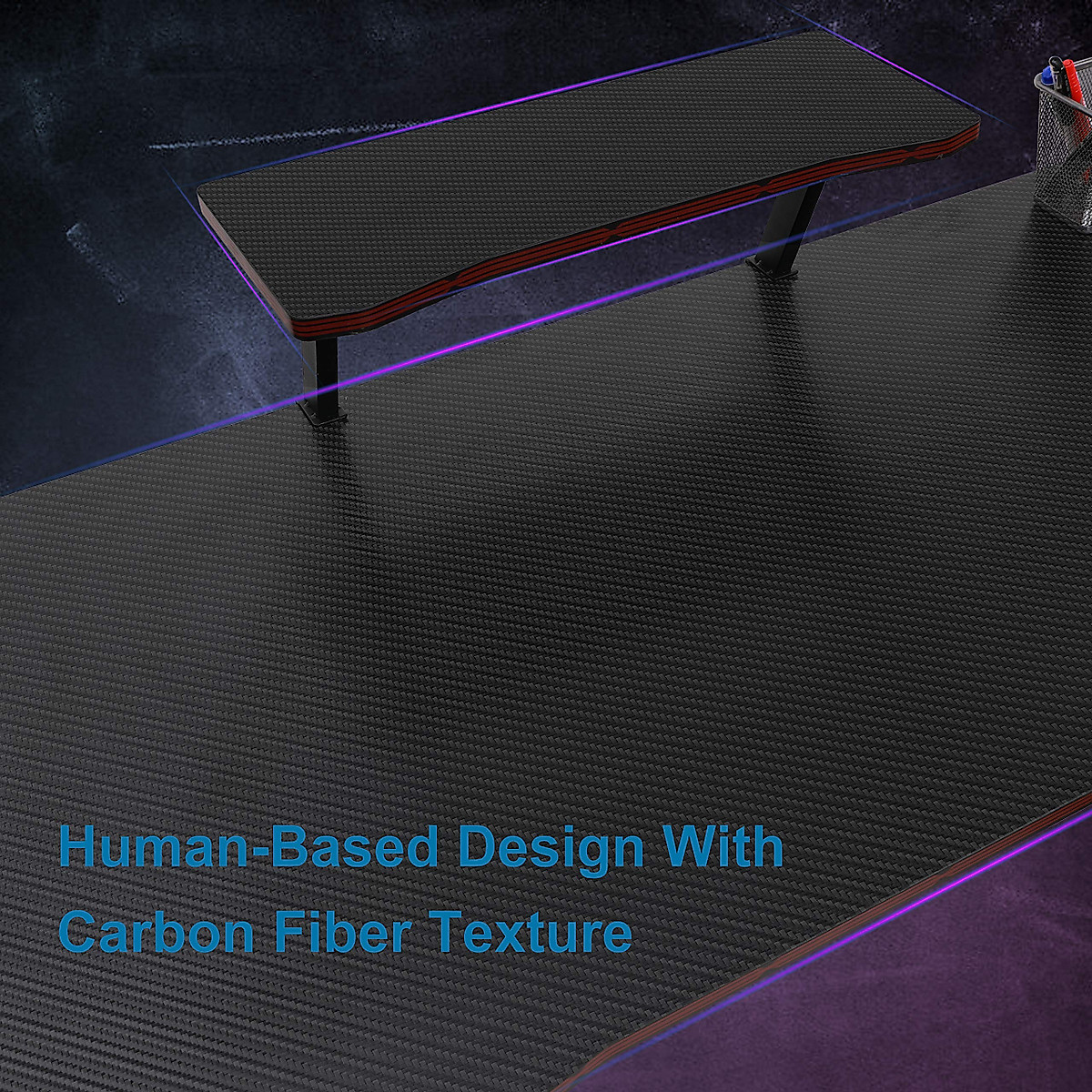 AuAg 44 inch Gaming Desk with Monitor Stand, Racing Style Home Computer Pc Table, Z-Shaped Gamer Game Work-Station with Cup Holder and Headphone Hook (44 inch)