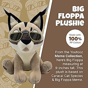 Youtooz Meme Big Floppa Plushie 9", Soft 100% PP-Cotton, Raise Your Floppa Meme Plushies, Based on Caracal Cat Species & Big Floppa Meme