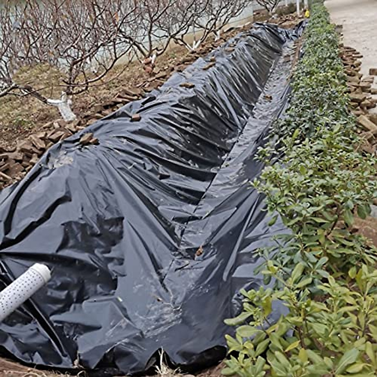 SANJIANG Pond Liner, Black Heavy Duty Pond Liner Protection for Fish Ponds, Streams Fountains and Water Garden,12x9m