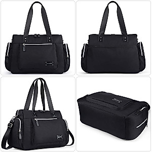 Diaper Tote Bag Diaper Bag,Travel Diaper Carry Bag, Baby Nappy Diaper Bag for Mom Grils Unisex Maternit. Multi Pocket, Tote Bag Beach Bag Travel Handbag Canva Large(Black)