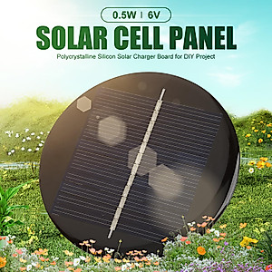 EVTSCAN 2 Pieces 0.5W 6V Mini Solar Panel, 3 Inch Round Polycrystalline Solar Cell Panel, for Smartwatch, Security Cameras, LED Flashlights, Mobiles and Laptops