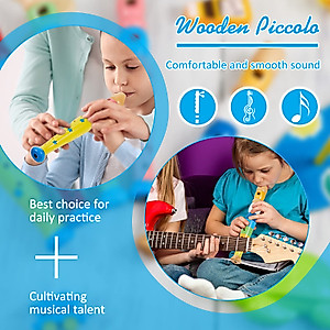 Yeshone 3 Pieces Small Wooden Recorders Wooden Flute Colorful Piccolo Flute for Music Education Sound Learning Musical Instrument, Random Colors(3 Pcs)
