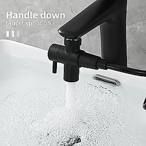 Tecmolog Brass Faucet Diverter Valve with Aerator and M22 to M24 Male Threaded Adapter, Black Faucet Splitter 3 Way Sink Diverter for Faucet, SBA021CB