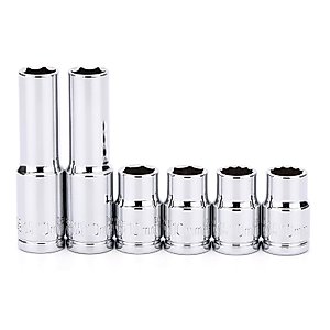MIXPOWER 6PCS 3/8"Drive 10mm Deep&Shallow Socket, CR-V, Metric, Mirror Finish, 6 Point & 12 Point