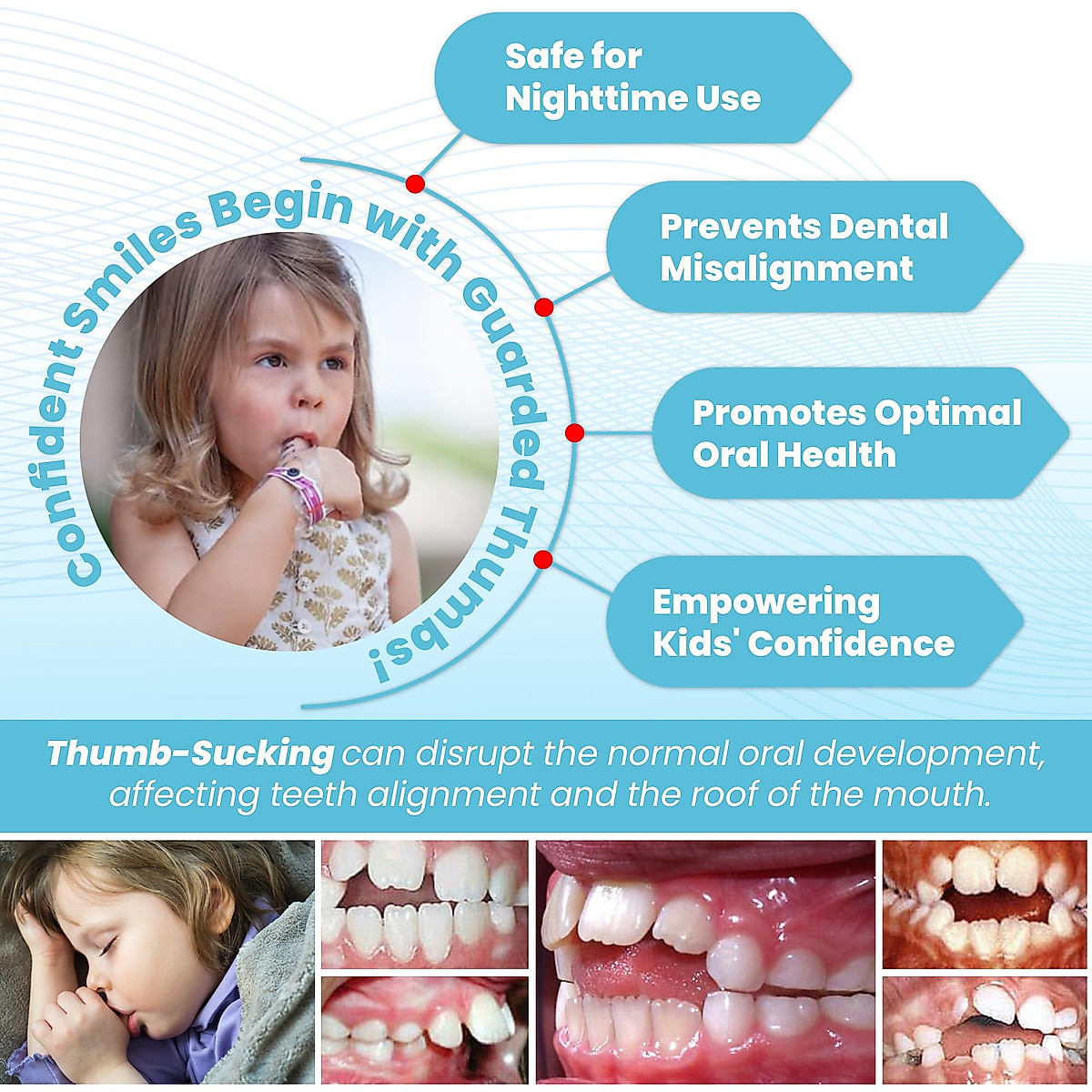 TGuard AeroThumb Sucking Stopper Kit - Ideal Prevention, Solution & Gentle Thumb Guard with Materials Designed for Babies, Toddlers, & Kids - w/ 30 Bracelets - Small (Ages 4 under, less than 40 lbs)