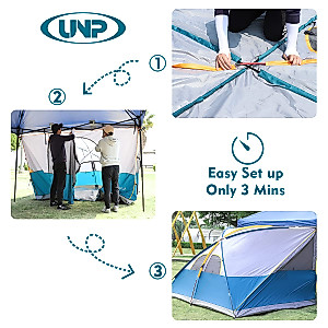UNP Camping Tent | Canopy Side Tent for 10' x 10' Canopies Tent Easy Set Up Gazebo, Ocean Blue (Canopy/SHELTER NOT Included)