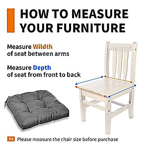 Outdoor Chair Cushion 20”x20”x4”, Tufted Water-Repellent Patio Seat Cushions with Non-Slip Ties, 2 Count, Grey