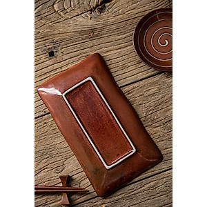 Pangu 12-Piece Japanese Style Sushi Plate Set, Dinnerware Set, Kage(Shadow), Brown, Service for 4