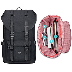 Travel Laptop Backpack, Outdoor Rucksack, School backpack Fits 15.6(Linen Black)