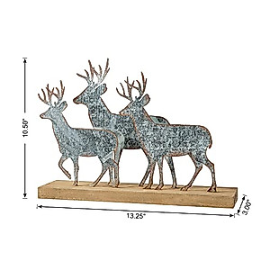 Glitzhome Christmas Table Decorations 12.81 Inches Metal Christmas Reindeer Decor Galvanized Deer Decoration for Home Country Christmas Decor Rustic Xmas Desk Decoration