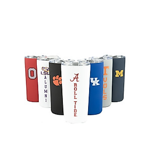 Decorvo Officially Licensed Collegiate Stainless Steel Tumbler - Double Walled Insulated Travel Thermos with Slide Lid - 18 oz (Alabama - White)