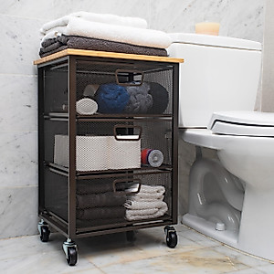 Mind Reader Rolling Storage Cart with 3 Drawers, File Storage Cart, Utility Cart, Office Cart Drawer Storage, Bathroom Storage