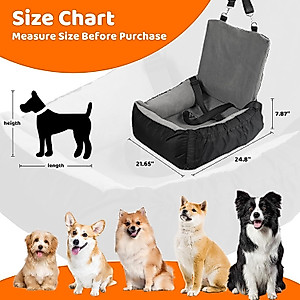 LBFO Dog Car Seat, Puppy Car Seat with Storage Pockets and Clip-On Safety Leash, Washable Coral Fleece Pet Car Seat for Small Medium Dogs, Cat Car Seat for Travel Dog Car Bed