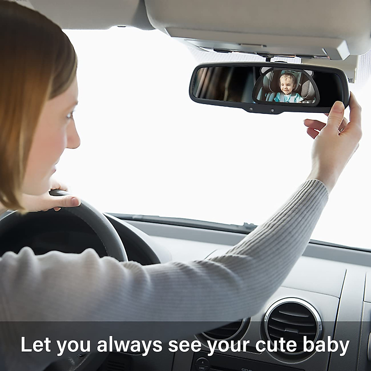 Entyle Baby Car Mirror - Safety Car Seat Mirror, Shatterproof Adjustable Acrylic 360 Degree Car Seat Baby Mirror for Rear Facing Car Seat, Toddler Infant Wide View Carseat Mirror for Car