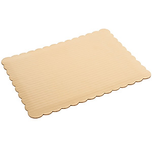 Gold Cake Board - Scalloped Edge Rectangle Quarter Sheet 14" x 10" Pack of 25
