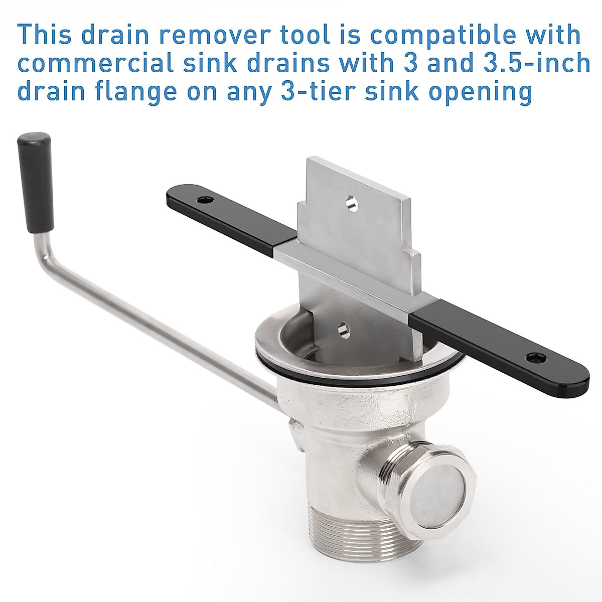 BoomBa Waste Drain Tool for 3 Tier Sink in Commercial Kitchens - Stainless Steel Twist Waste Drain Tool and Lever Waste Plumbing Drain Tool, Silvery, 0201478