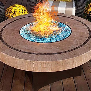 [18 Pound] Fire Glass Beads Fireglass Drops for Gas Fire Pit Fireplace Azure Blue Luster Reflective Decorative Glass Gems Rocks Pebbles Stone for Vase Fillers Fish Tank Aquarium Decoration (Azure)