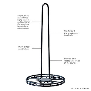 Spectrum Diversified A83810 Yumi Paper Towel Holder, Black