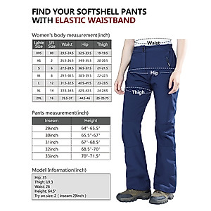 Outdoor Ventures Women's Sleek Waterproof Softshell Fleece Lined Ski Snow Insulated High Rise Hiking Pants with Bottom Zipper