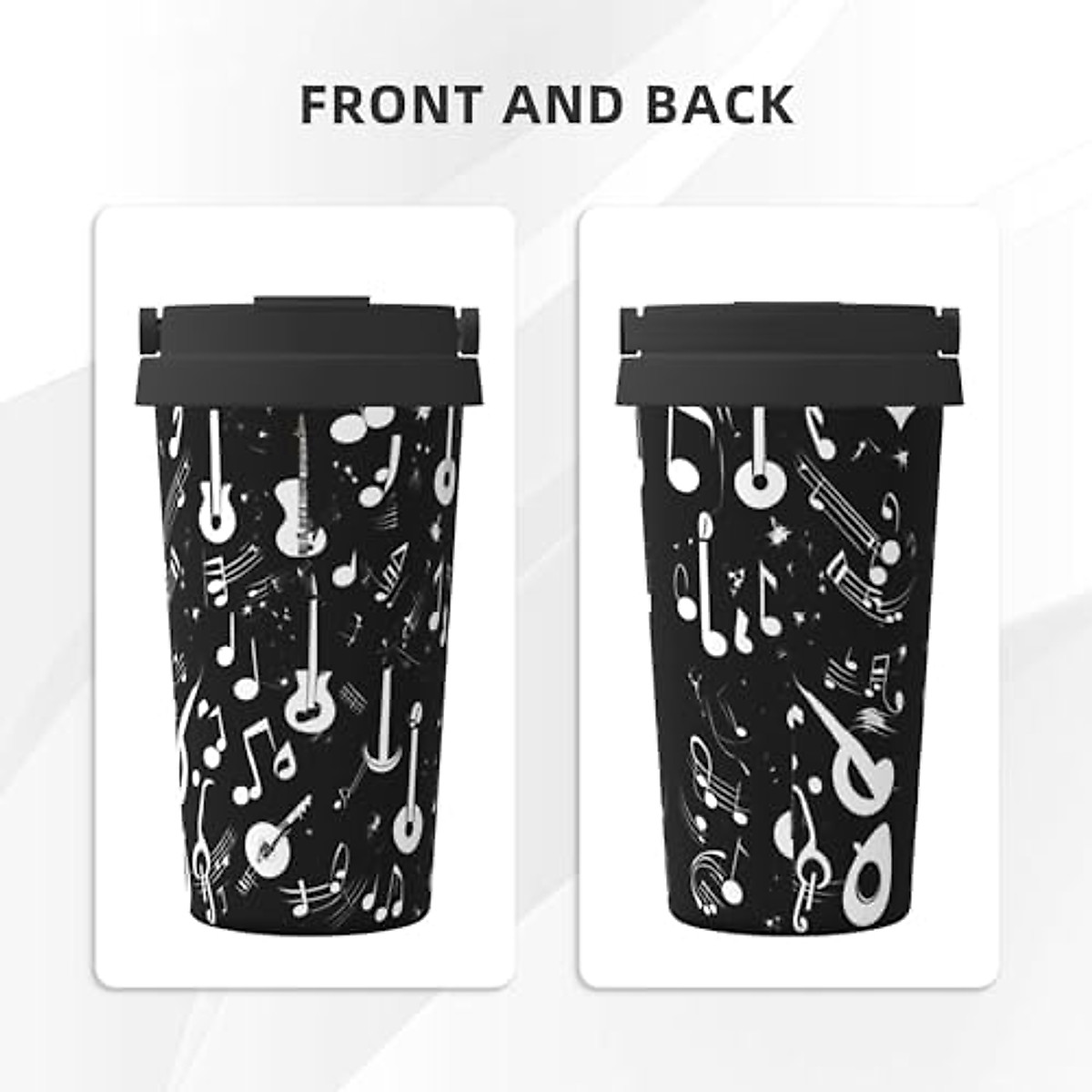 WANGZHAO Music Symbols Love Print Double Wall Stainless Steel Vacuum Insulated Tumbler Cup Home Thermal Cup