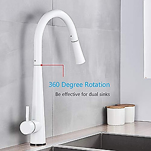 WEITOL Kitchen Sink Faucet for Bar Farmhouse Commercial, Touch Sensor White Kitchen Faucet, White Pull Out Kitchen Mixer Faucets, Black Smart Sensor Stream Spray Mode Mixer Taps (Color : Matte Black)