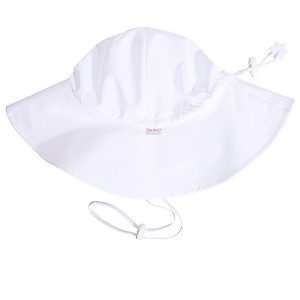 Unisex Baby Sun Hat with UPF 50+ Outdoor Adjustable Beach Hat,Baby Girl Wide Brim Bucket Hats for Infant Toddler Little Boy (0-6 Months) White