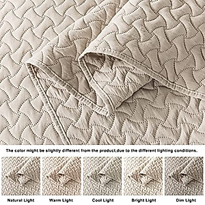 B2EVER Beige King Size Quilt Bedding Sets with Pillow Shams, Lightweight Soft Bedspread Coverlet, Quilted Blanket Thin Comforter Bed Cover for All Season Spring Summer, 3 Pieces, 104x90 inches