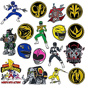 MIGHTY MORPHIN' POWER RANGERS 50CT Vinyl Large Deluxe Stickers Variety Pack - Laptop, Water Bottle, Scrapbooking, Tablet, Skateboard, Indoor/Outdoor - Set of 50