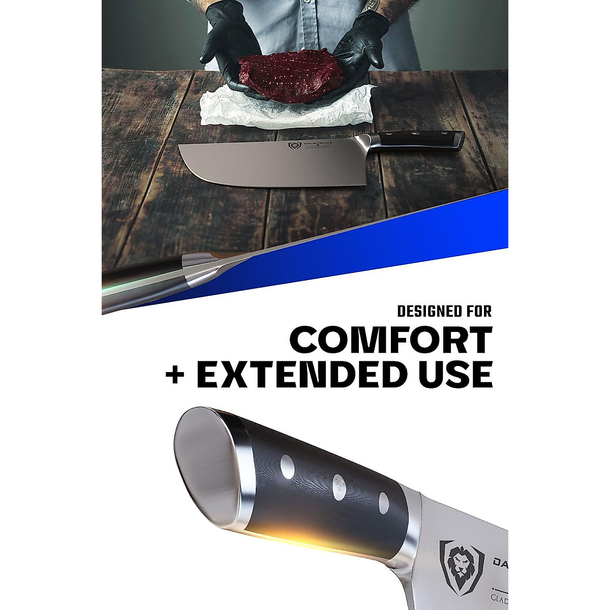 Dalstrong Meat Cleaver Knife-9"- Gladiator Series-'The Ravager'-Heavy Duty Butcher Kitchen Knife Gift-Forged High Carbon German Steel-BBQ, Meat Knife-w/Sheath-NSF Certified