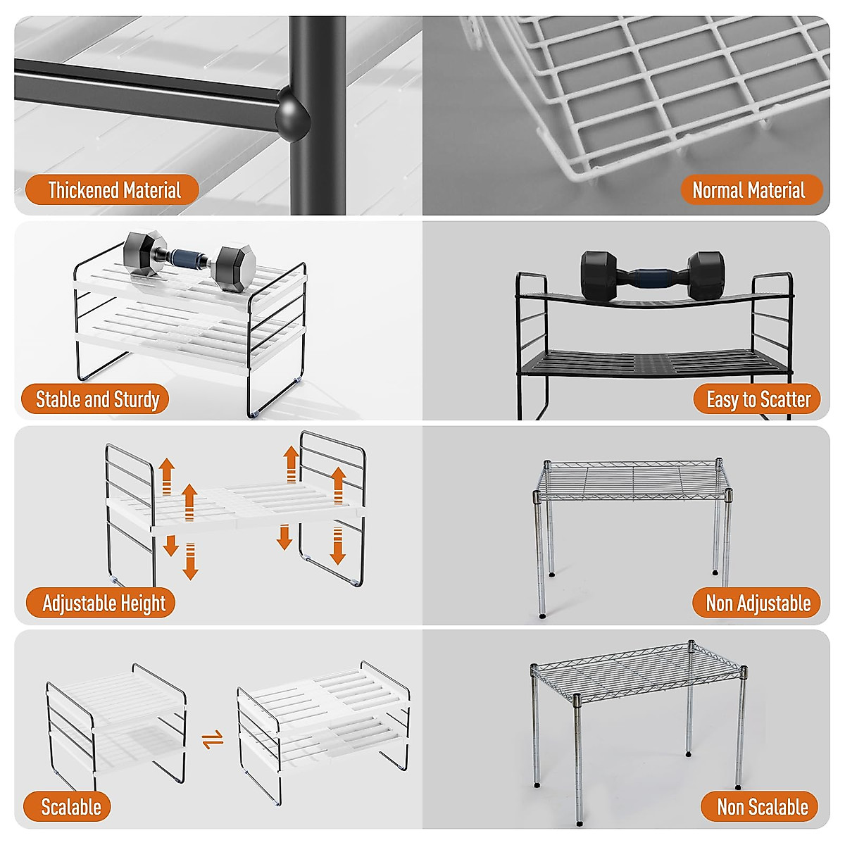 Meetwoods Kitchen Cabinet Organizer, Expandable Aluminum Foil and Plastic Wrap Organizer, Cabinet Pantry Organizers and Storage Rack, Kitchen shelf Pantry shelves, Spice Rack, 9.8'' to 15.6''L, White