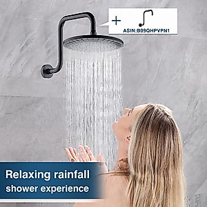BRIGHT SHOWERS Rain Shower Head, 9 Inch High Pressure Waterfall Showerhead with Adjustable Angle and Anti-clogging Silicone Nozzles, Luxury Bathroom Overhead Shower, Oil-Rubbed Bronze