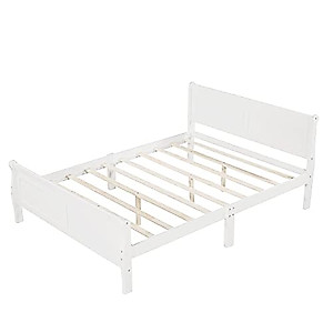 Harper & Bright Designs Full Bed Frame with Headboard and Footboard, Full Size Platform Bed, Wood Kids Full Size Bed Frame for Boys, Girls,No Box Spring Needed,White