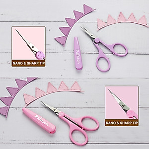 PAFASON 4" Stainless Steel Detail Craft Scissors Set with Straight & Precise Tips & Safety Cover Ideal for Scrapbooking, Paper Cutting, Sewing, Crafting, Quilting