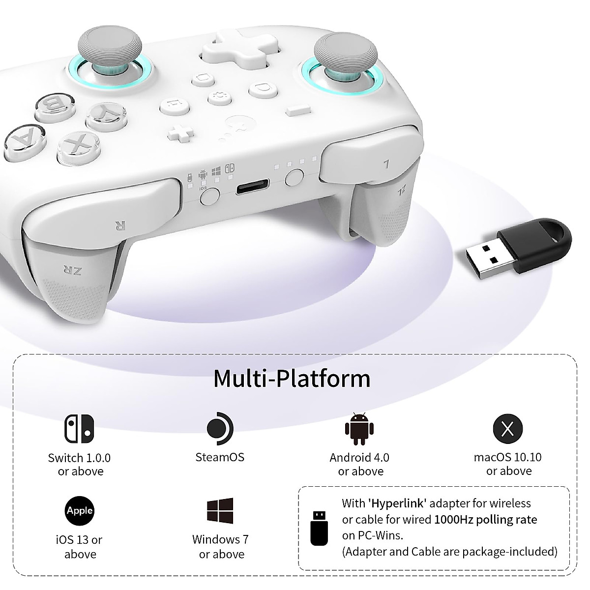 GuliKit KK3 Max, Kingkong 3 Max Controller with 4 Back Buttons, Hall Joysticks and Triggers, Wireless for Switch OLED/PC/Android/MacOS/iOS/Steam Deck, 1000Hz Polling Rate for Wins - Black