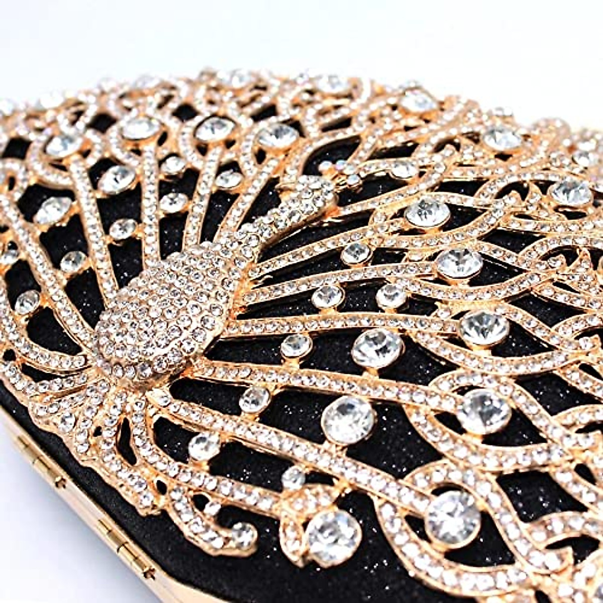 ZLXDP Women Evening Bag Golden Metal Crystal Evening Bag Clutch Handbag Ladies Wedding Bridal Party Bag