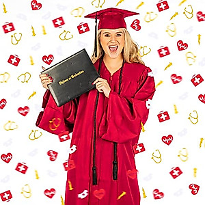 250 Pcs Congrats Nurse Graduation Confetti RN LPN Glitter Red White Gold Nurse Graduation Decorations for Medical RN Graduation Party Table Decorations