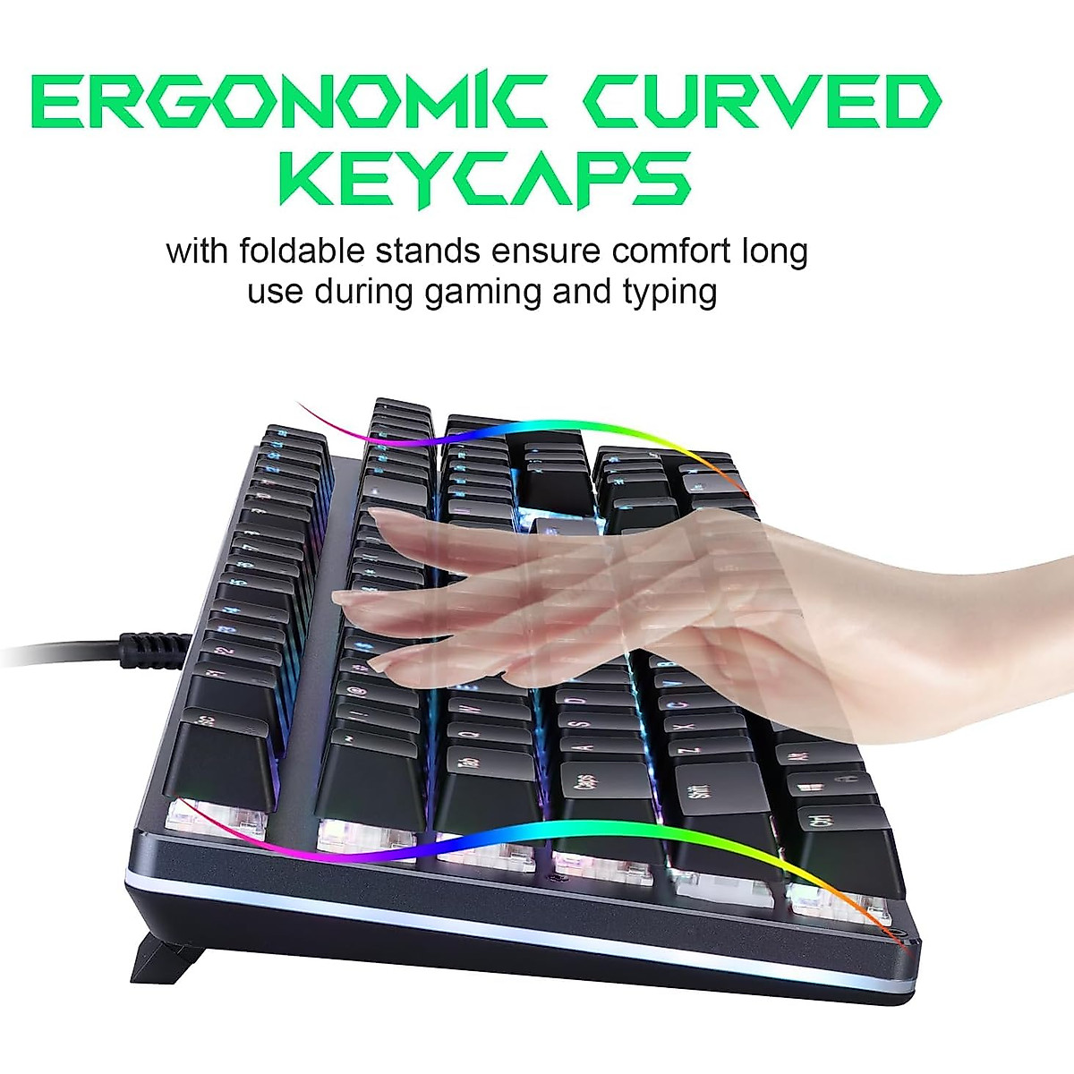 Black Shark Red Switch Mechanical Keyboard, 104 Keys Gaming Keyboard with RGB Backlit Quiet Computer Keyboard, All-Metal Panel, USB Wired Keyboard for PC Windows Mac Gamers