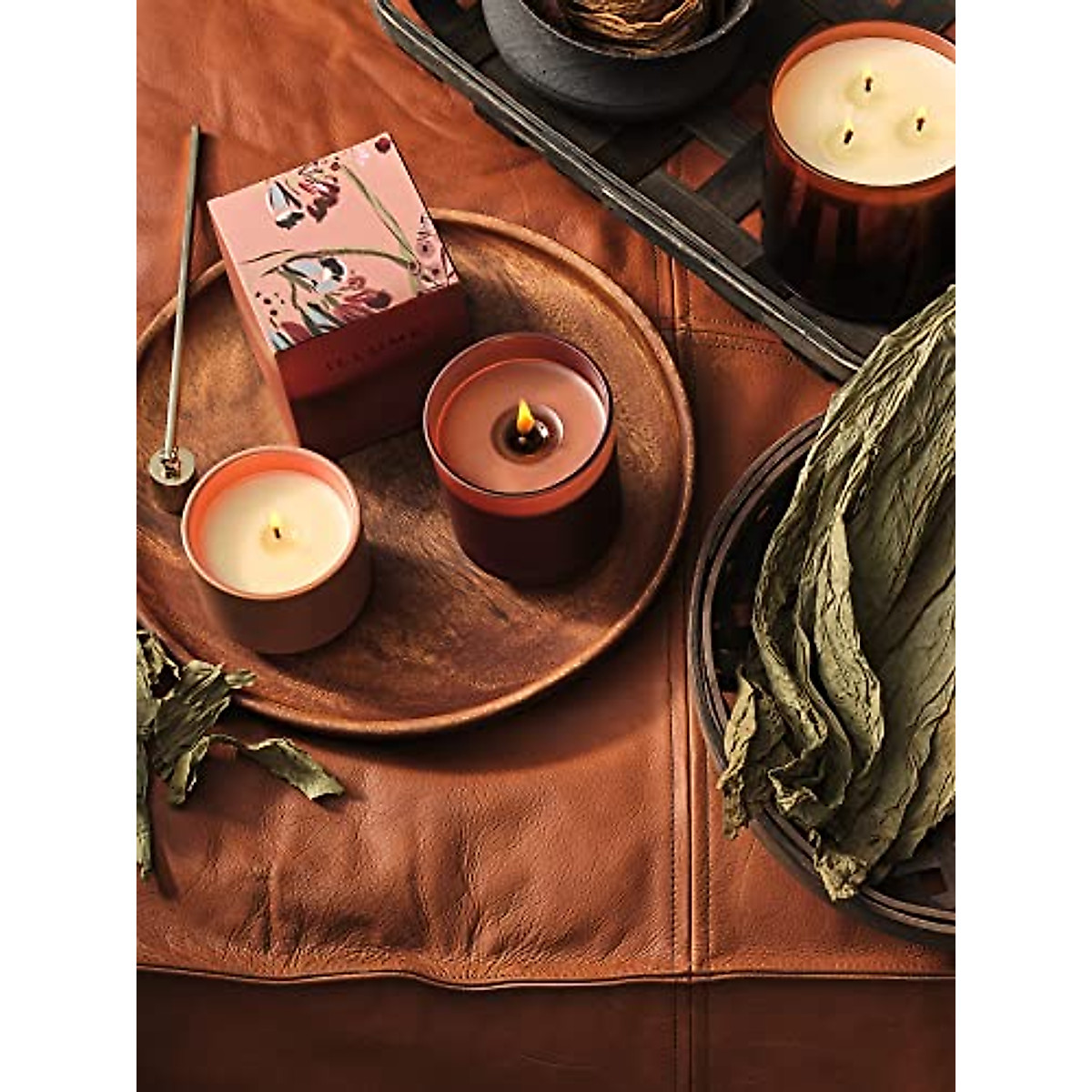 Illume Beautifully Done Essentials Terra Tabac Boxed Glass Scented Soy Candle, 3" L x 3" W x 1" H