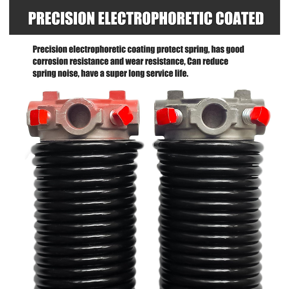 Garage Door Torsion Spring Set, Pair of 2" Electrophoresis Coated Garage Door Spring Replacement with 2 Non-Slip Winding Bars and Bearing, Minimum 16000 Cycles (.250x2x35")