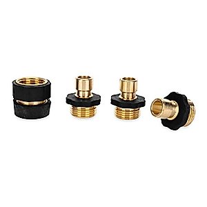 Camco 5/8" Brass and Steel Quick Hose Disconnect - Connect and Disconnect Between Multiple Hose Attachments | Automatic Shut-Off When Disconnected | 1 Female & 3 Male Fittings - 4 Count - (20136)