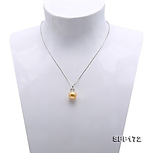 JYX Pearl 14K Gold Pendant AAA Quality Genuine Crown-style 11.5mm Golden South Sea Cultured Pearl Pendant Necklace for Women