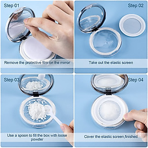 OIIKI 2 Packs Loose Powder Compact Containers, 3g Refillable Container with Powder Puff, Mirror, Net, Spoon, DIY Makeup Powder Cases Portable Powder Compact Boxes for Daily Use or Travel -Pink, Silver