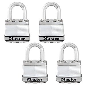 Master Lock M1XQ Magnum Heavy Duty Padlock with Key, 4 Pack Keyed-Alike
