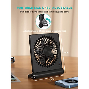 Tevelecin Small Desk Fan, 2000mAh Rechargeable USB Fan Battery Operated,Ultra Quiet, Strong Wind, 3 Speeds Travel Fan
