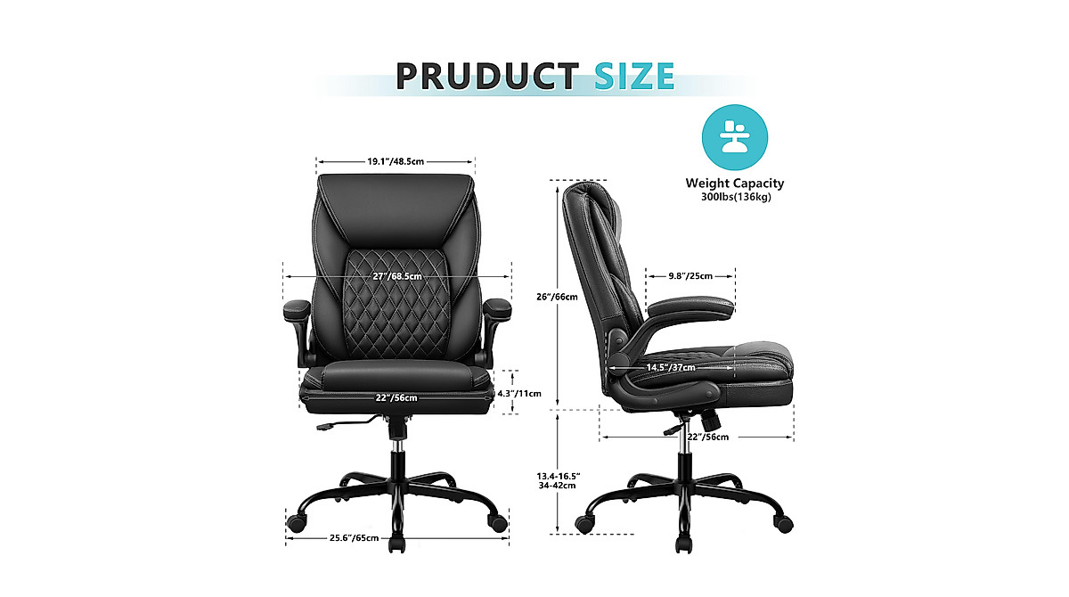 BestEra Executive Office Chair with Ergonomic Support | Black Leather ...