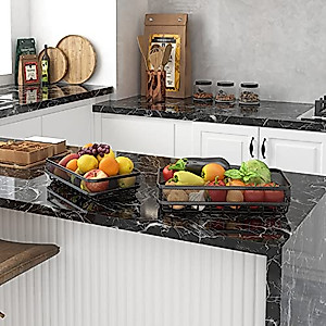 OKZEST 2 Tier Fruit Basket, Vegetable Fruit Basket Bowl for Kitchen Countertop, Metal Fruit Storage Stand Holder Organizer for Bread Snack Potato Onion Produce