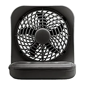 Treva 5-Inch Portable Desktop Battery Powered Fan, 2 Cooling Speeds with Compact Folding & Tilt Design (Black)