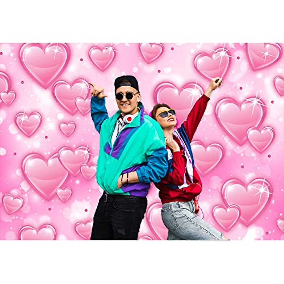 Sensfun Pink Heart Early 2000s Backdrop Y2k Birthday Party Decorations Newborn Baby Shower Love Hearts Photography Background Valentines Day Portrait Photo Booth Studio Shoot Props 7x5ft