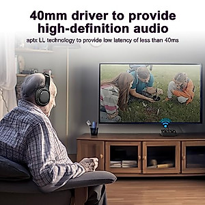 Soundodo Bluetooth Headphones for tv Watching,Wireless Headphones for Tv Watching with Bluetooth 5.3 Transmitter with Optical,RCA,AUX,Plug n Play,50H Playtime,No Delay,Dual Link,165ft Long Range